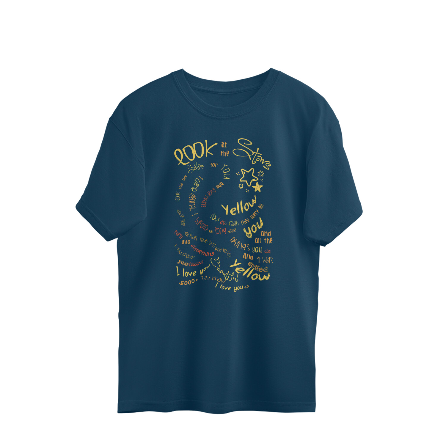 Coldplay Oversized T-shirt - Yellow Lyrics - Wittee