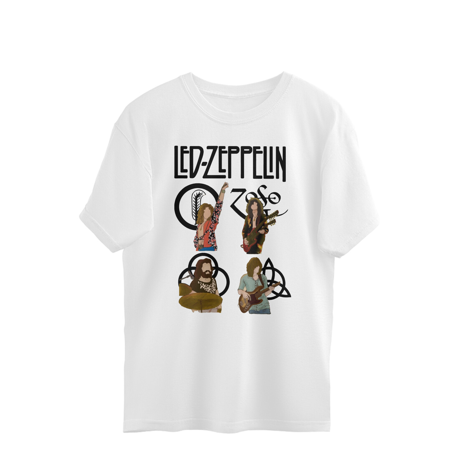 Led Zeppelin Oversized T-shirt | Symbol and band members - Wittee
